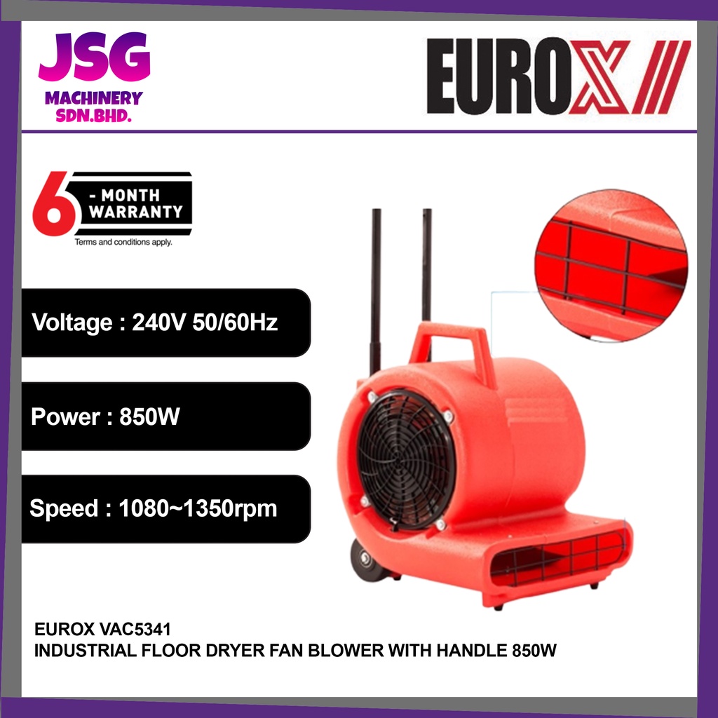EUROX VAC5341 INDUSTRIAL FLOOR DRYER FAN BLOWER WITH HANDLE 850W. | Shopee Malaysia
