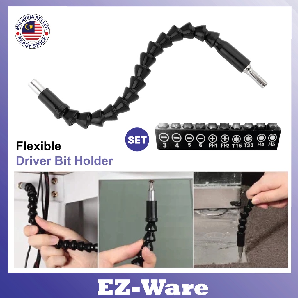 11pcs Flexible Screw Driver Bits Set 300mm Flexible Shaft Drill ...