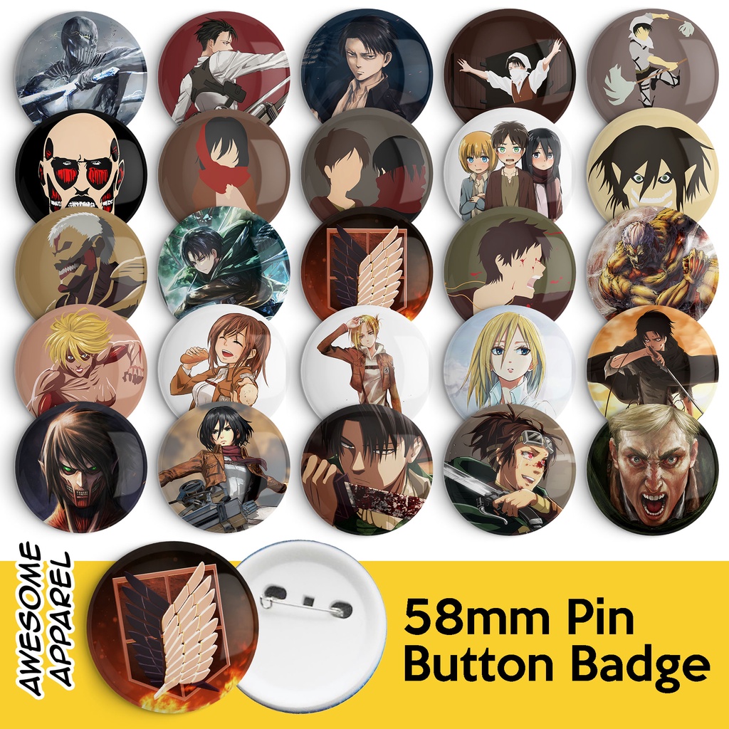 Attack on Titan AOT Anime Designs 58mm 44mm Button Badge with Pin (Z151 ...