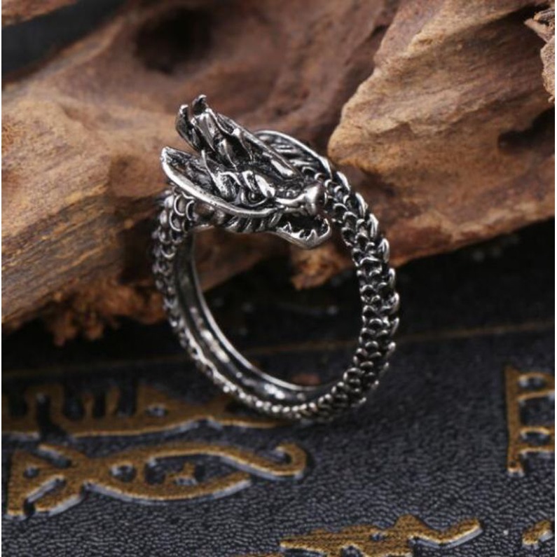Stainless Steel Dragon Ring Open Ring Adjustment Men's Ring Domineering ...