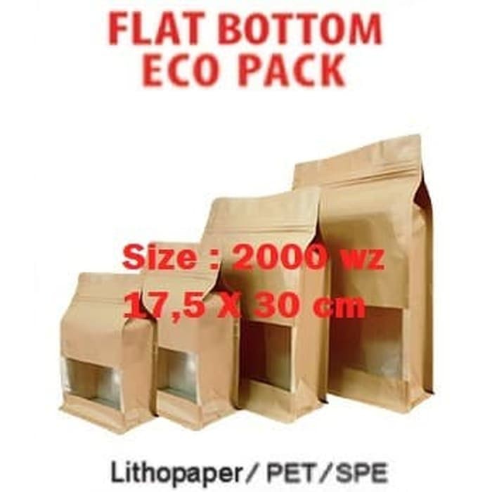 FLAT BOTTOM ECOPACK WINDOW 2000 WZ - FULL KRAFT 1KG COFFEE PACKAGING ...