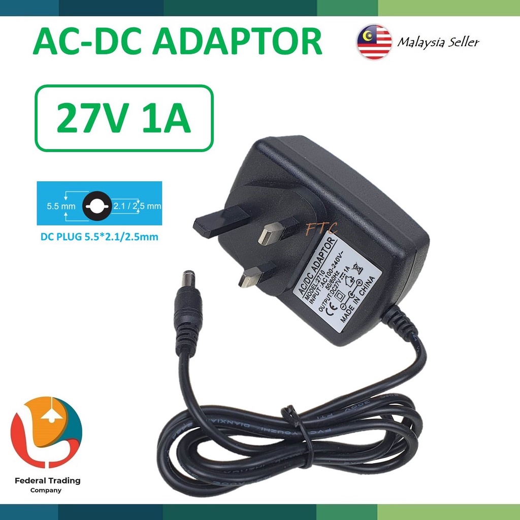 Universal AC 100V-240V To DC 27V 1A Switching Power Supply Adaptor 3 ...
