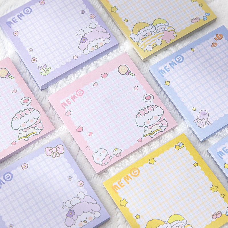 80 Sheets Cute Cartoon Puppy Series Sticky Notes Student Tearable Memo ...