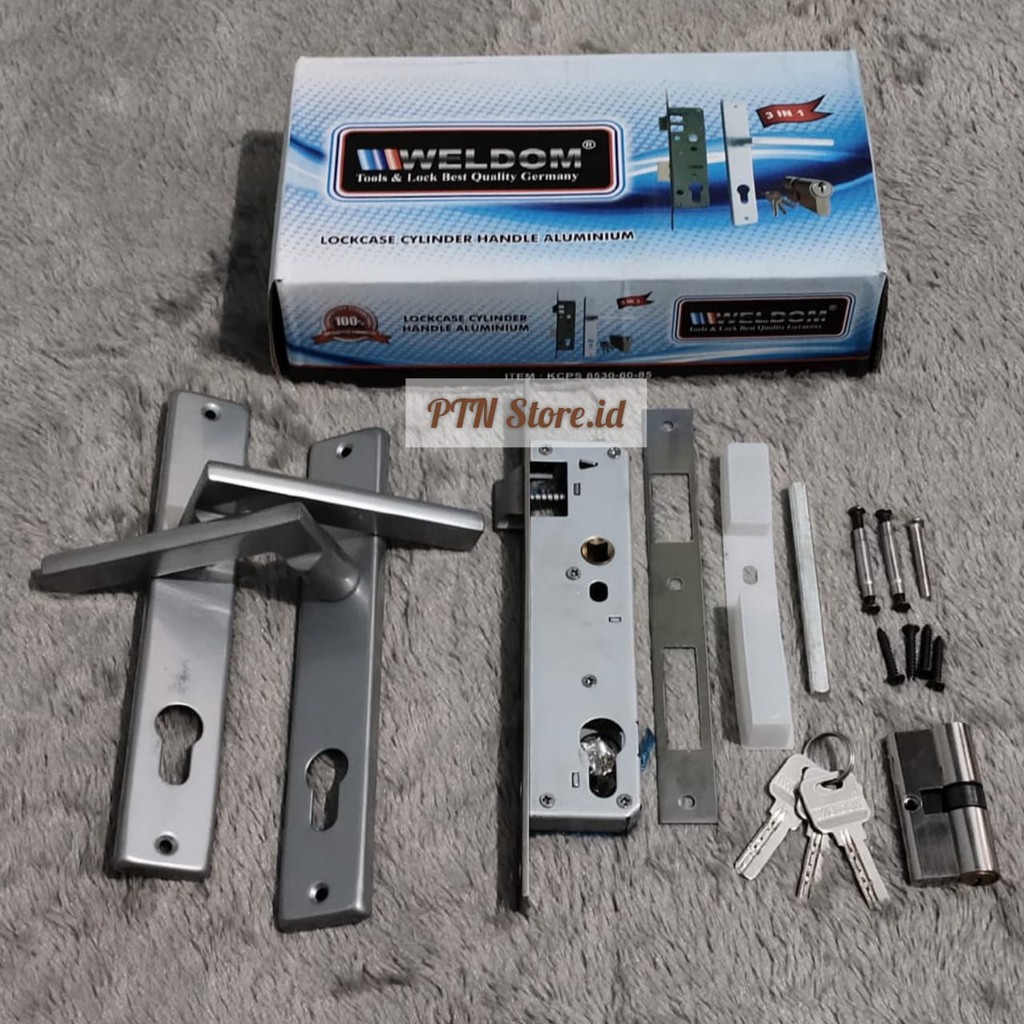 Aluminum DOOR LOCK COMPLETE SET WELDOM HANDLE 8530 60-85 | Shopee Malaysia