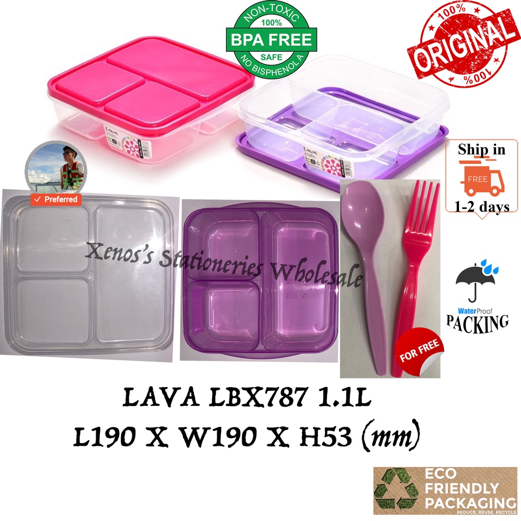 [ 12 SETS ] LAVA LUNCH BOX 3 COMPARTMENT 1.1L LBX787 *BPA FREE ...
