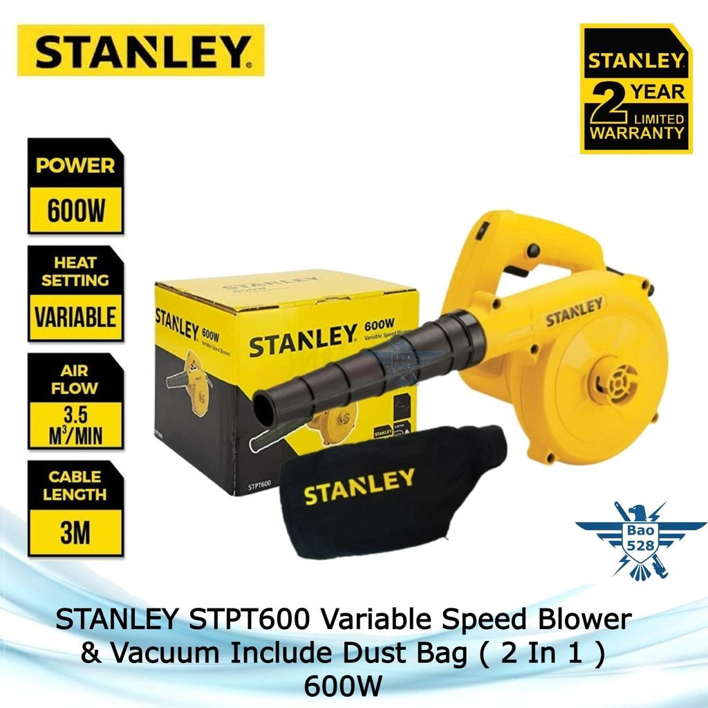 STANLEY STPT600 Variable Speed Blower & Vacuum Include Dust Bag ( 2 In ...