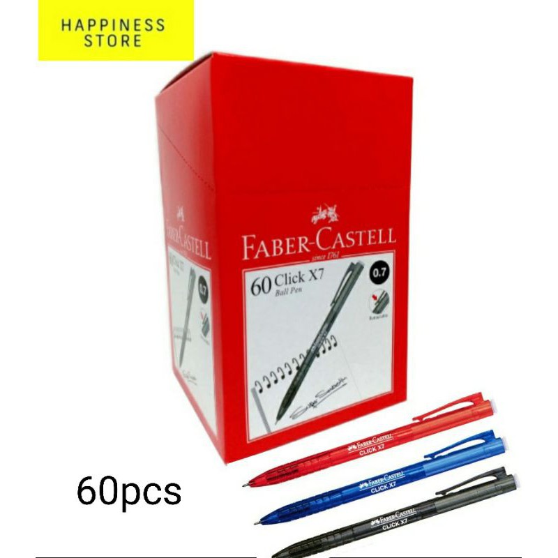Faber Castell 1425 Click X5 0.5mm / 1422 Click X7 0.7mm Ball Pen 60pcs ...