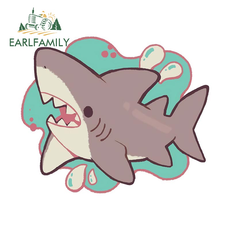 EARLFAMILY 13cm Cute Shark Car Stickers Attractive Dashing Occlusion ...
