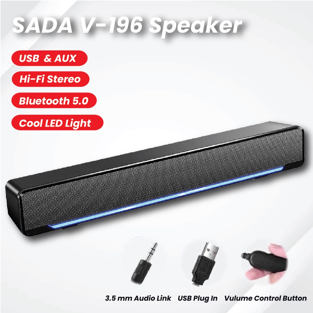 SADA V-196 V-117 V-111 USB Wired Computer Speaker Bar Stereo Subwoofer ...