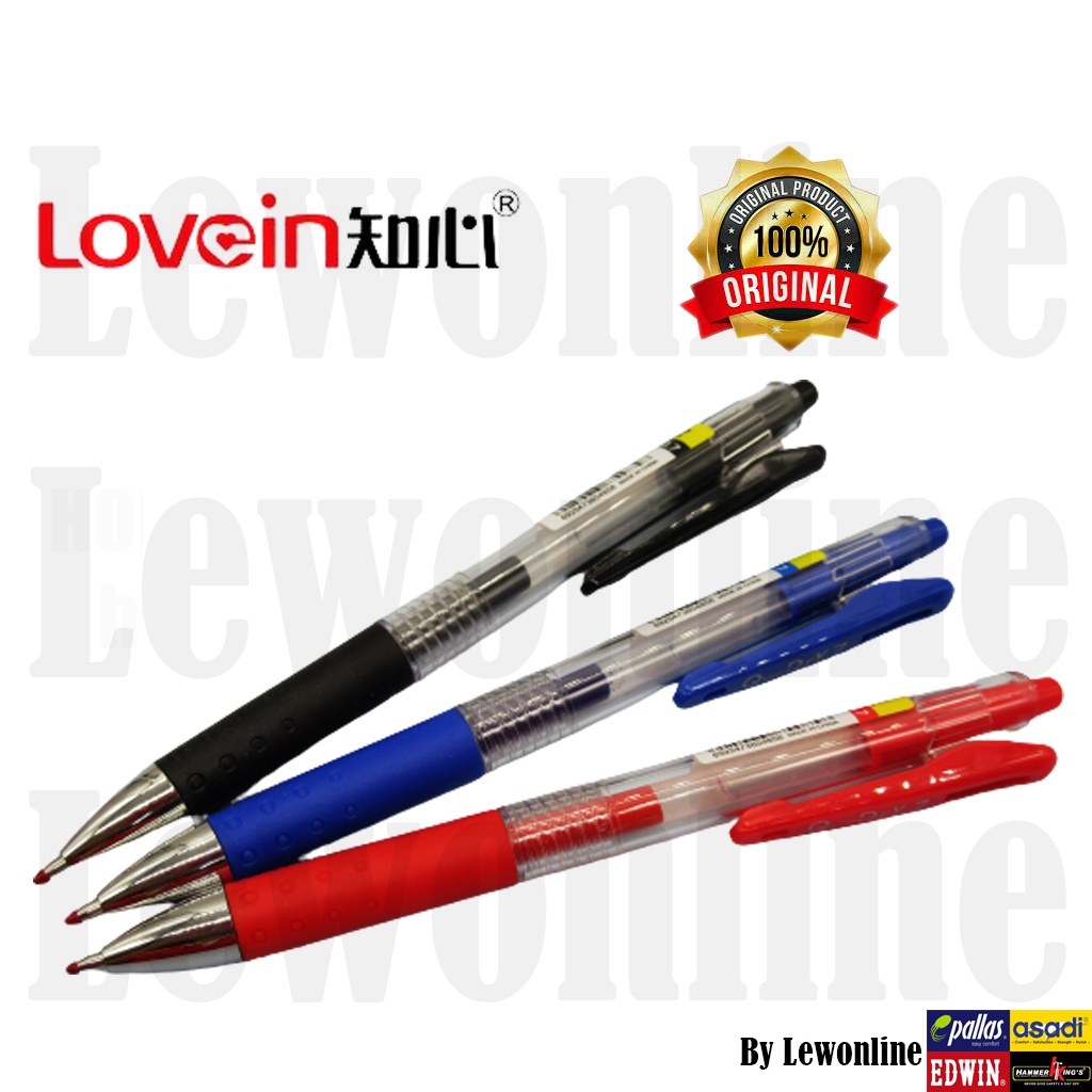 Lovein Zhi Xin Gel Pen 12pcs Blue Red Black Pen Hitam Biru Merah Gel ...
