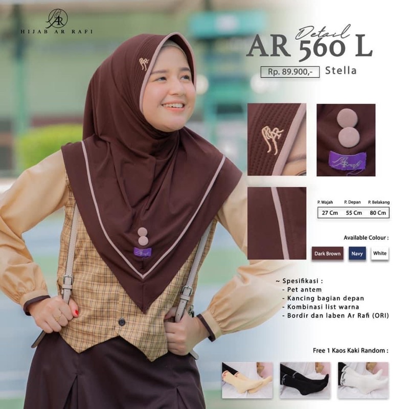 Hijab ArRafi AR 560 L Hijab Children School Veil Junior High School MTS ...