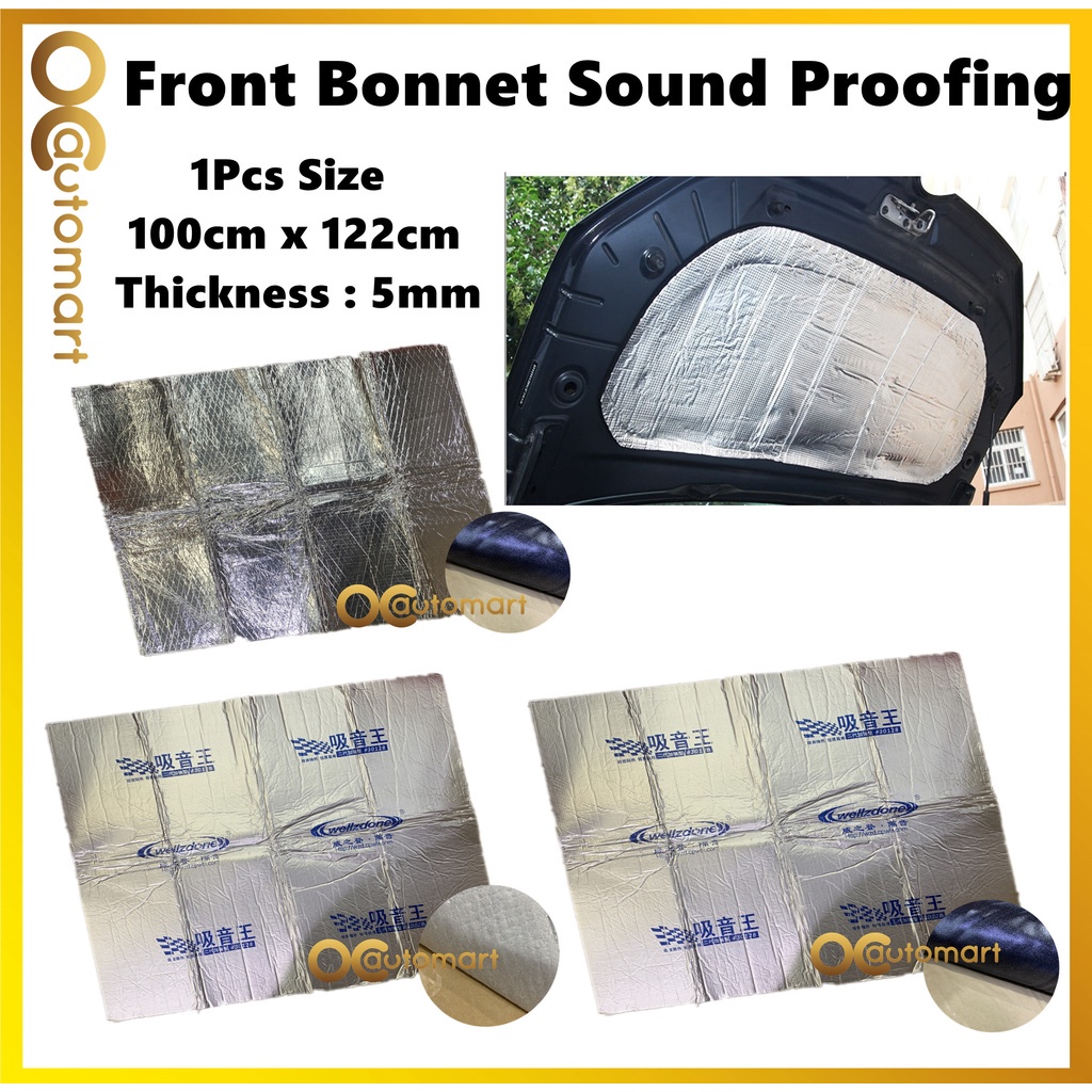 Car Front Bonnet Aluminium Foam Sponge 100cm x 122cm Heat Protection ...