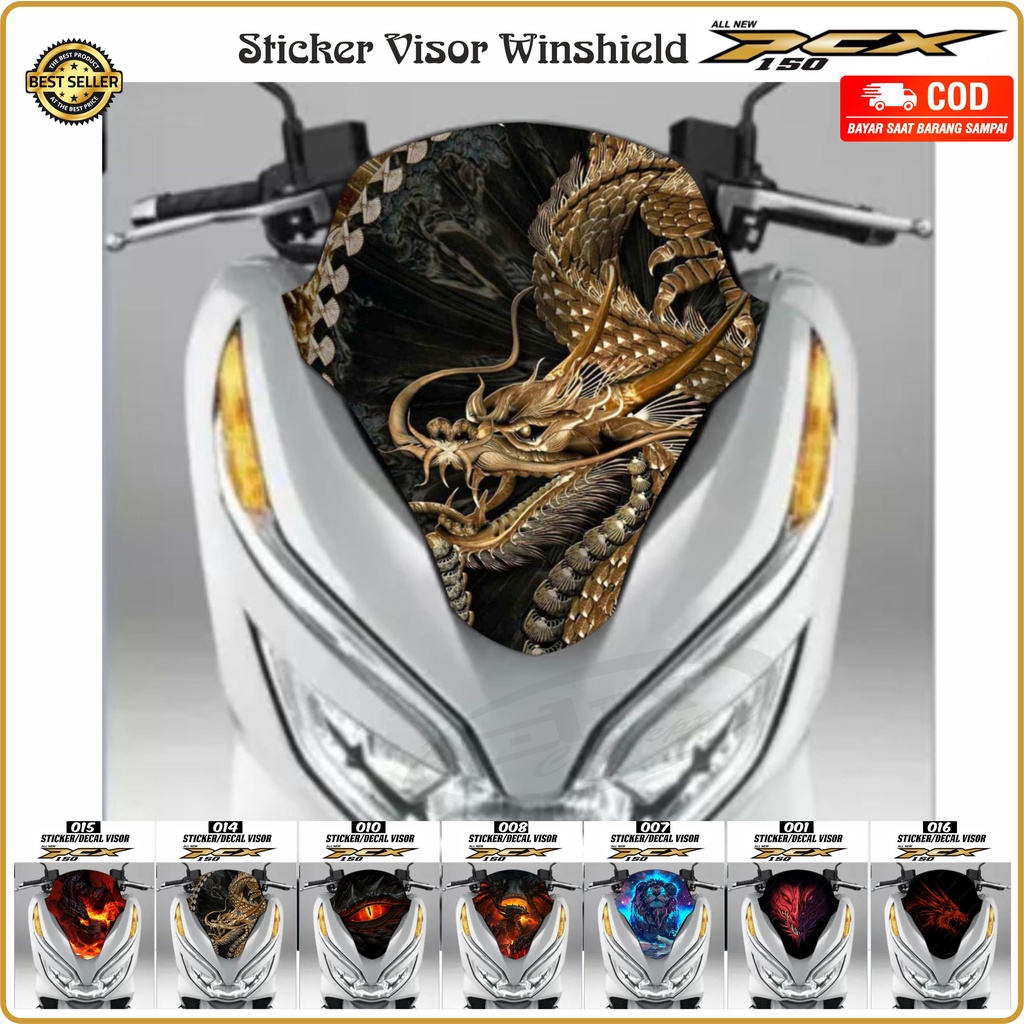 PCX 150 Winshield Sticker Shield visor Sticker Dragon Logo Variations ...