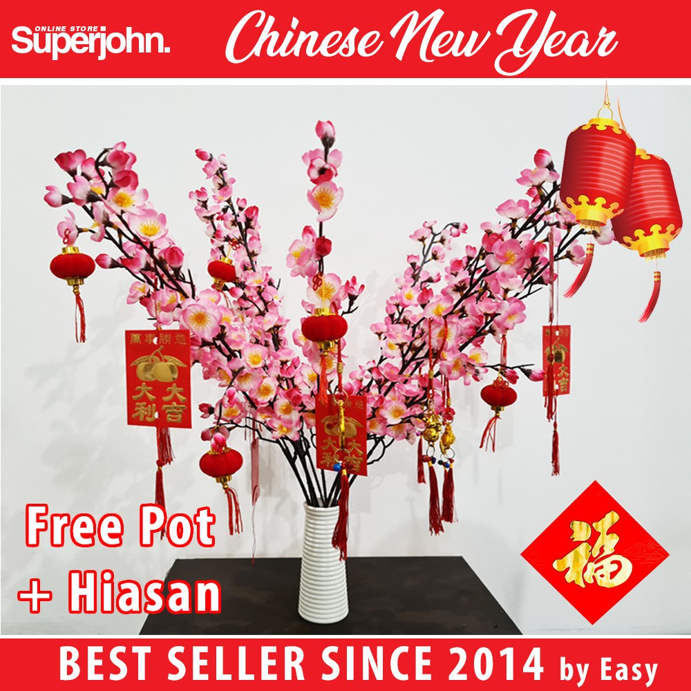 Chinese New Year Tree Angpao Meihua Cherry Blossoms 60cm Pink Free Pot ...