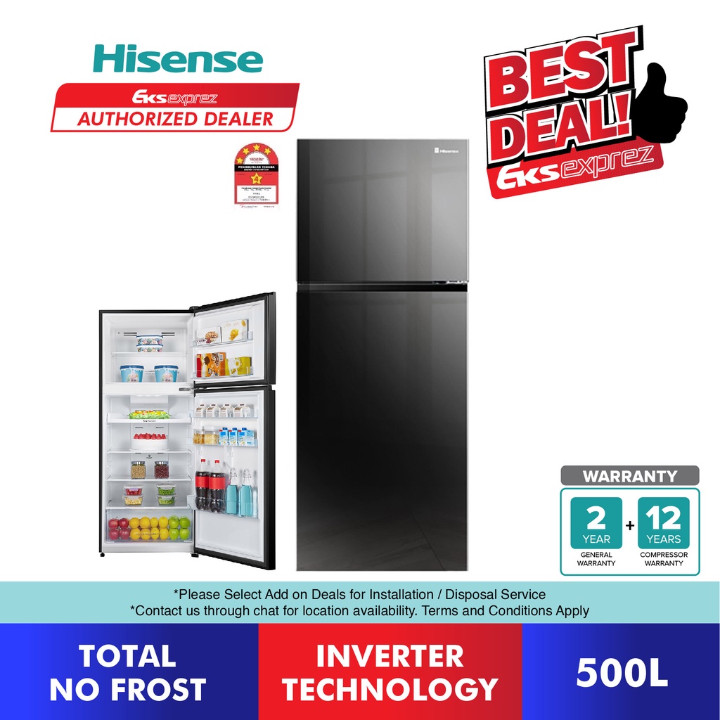 [FREE SHIPPING] Hisense 2 Door Inverter Fridge (500L) RT549N4ABU ...