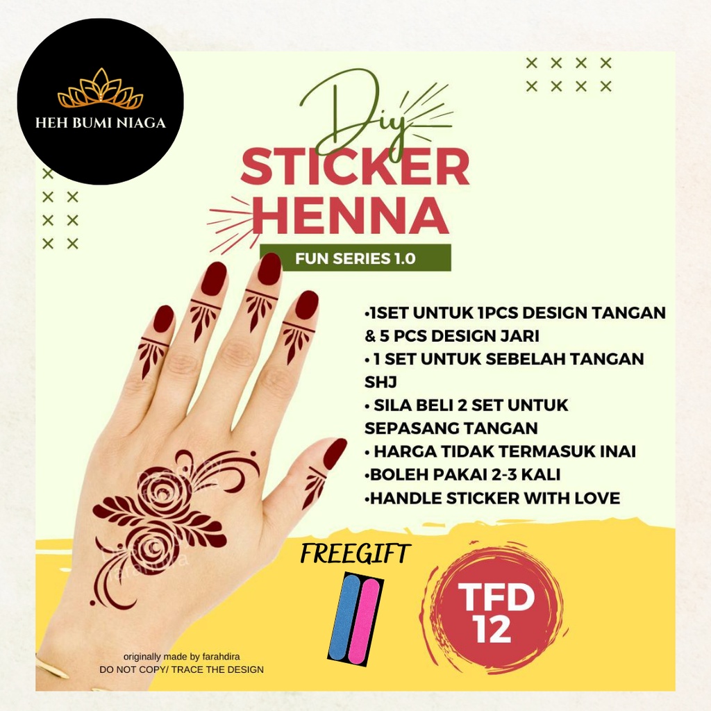 🚚 POS SETIAP HARI🚚 DIY Sticker Corak Inai / Sticker Henna / Sticker ...