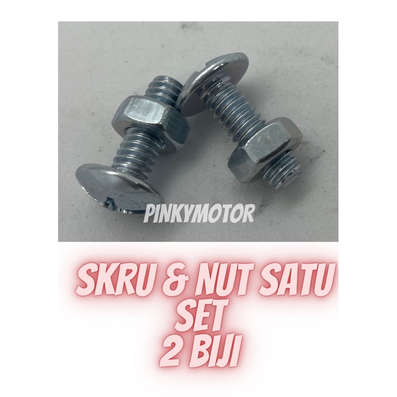 1 SET 2 BIJI SKRU+NUT BERQUALITI KUNCI RAGA MOTOR NOMBOR PLATE PAPAN ...