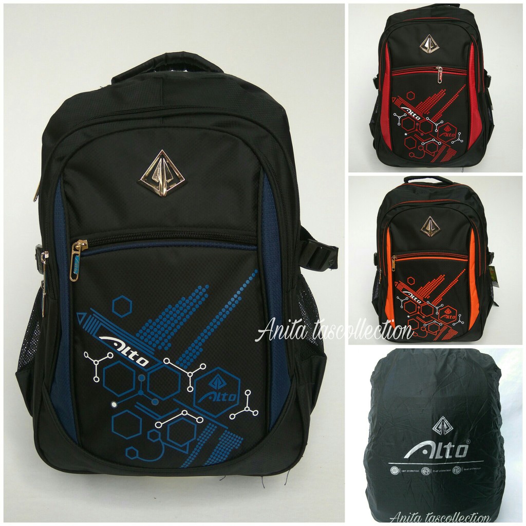 HITAM Original Alto Bag/Laptop Backpack Black 78273+Rain Coat/Bag Cover ...