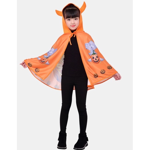 Halloween Costume Children Horn Orange Cloak Devil Cape | Shopee Malaysia