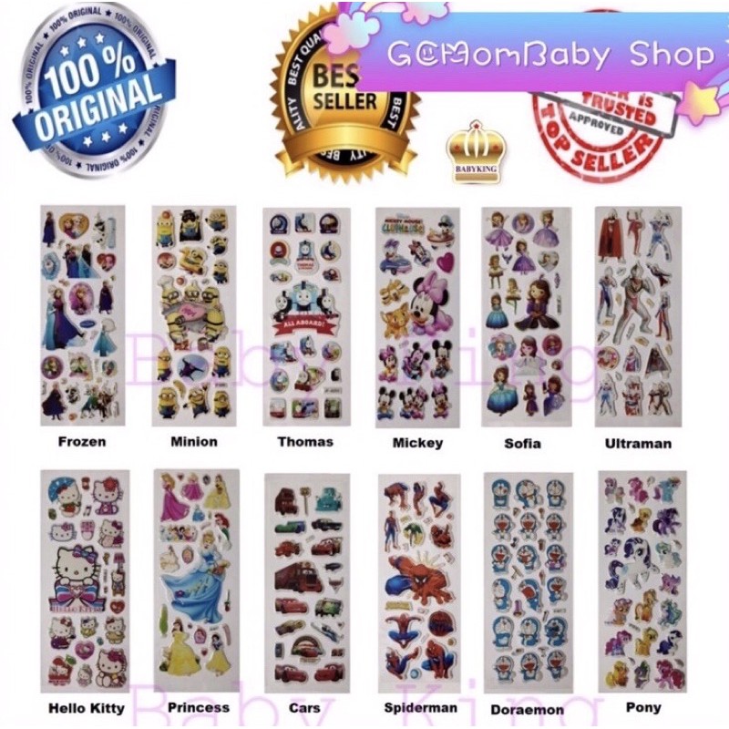 3Pcs 1 Set Kids Disney Anime Cartoon Stickers (20 Designs) Pelekat ...