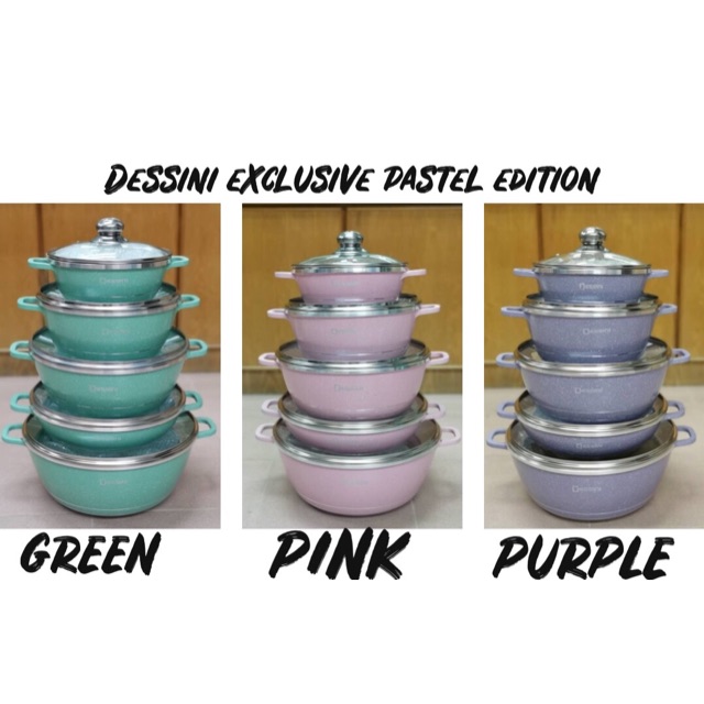 🔥Set Periuk Dessini Pastel Colour -10 Pcs (Tudung Kaca) 🔥 | Shopee Malaysia