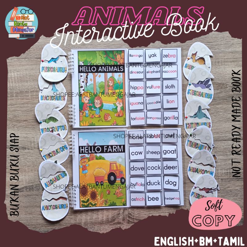 Multilingual Animals Interactive Book | Shopee Malaysia