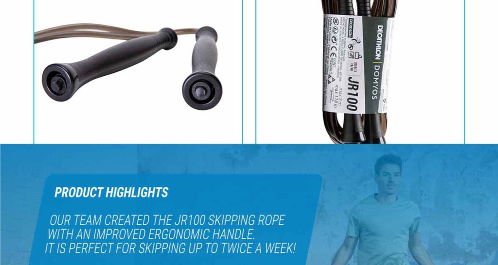 Decathlon Fitness Skipping/Jump Rope (3M - Adjustable) - Domyos ...