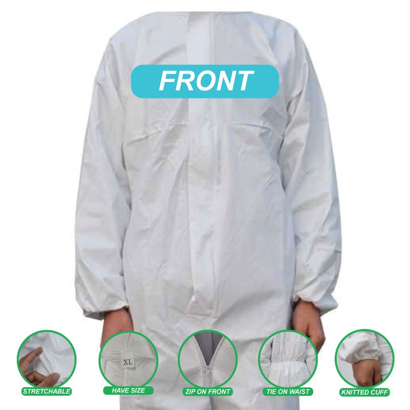 PPE Suit Coverall Suit Jumpsuit Isolation Suit 65gsm PE Coated 100% ...
