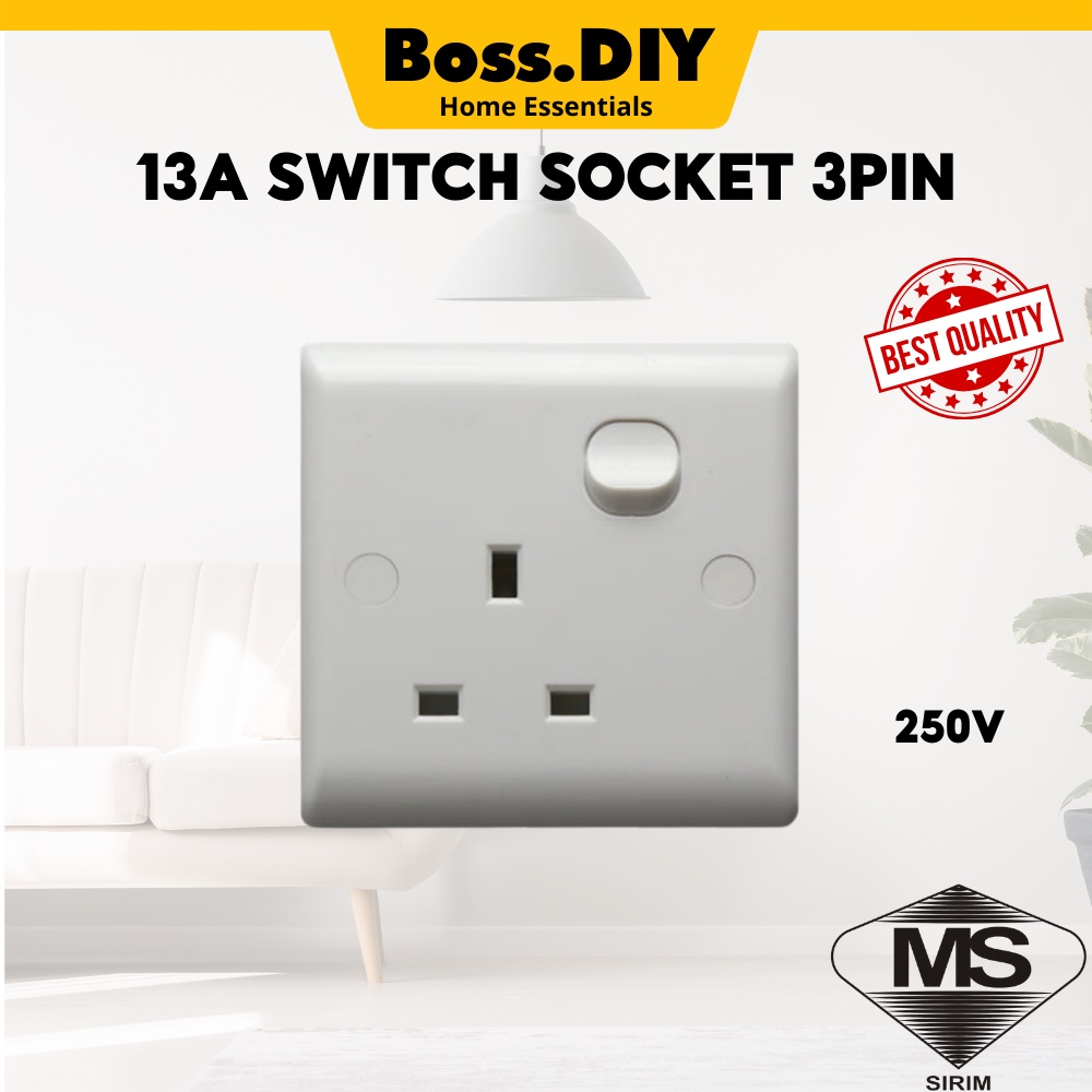 SIRIM LWD 13A Switch Socket 3 PIN 250V SWITCHED SOCKET OUTLET / SIRIM ...