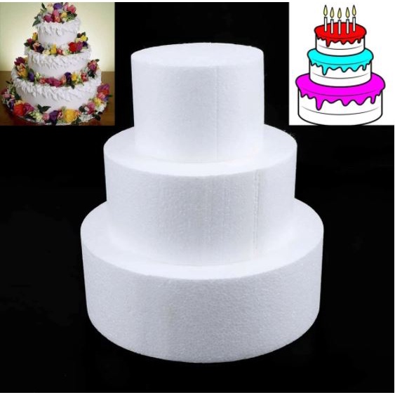 6inch 8inch Round Styrofoam Foam Cake Dummy Sugarcraft Flower Decor ...