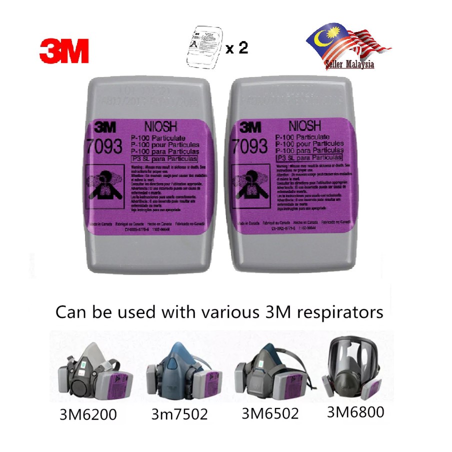 [Ready Stock-KL] 2 Pcs 3M 7093 CN P100 Filter For 3M 6000/6500/6800 ...
