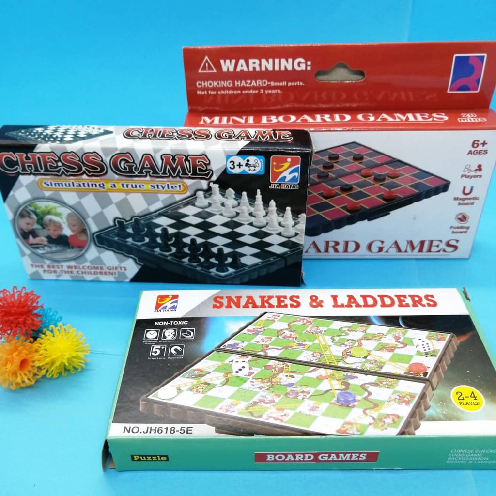 [Ready Stock] Pocket Magnetic Mini Board Draughts Game Snakes And ...