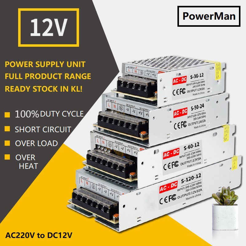 [READY STOCK] DC12V POWER SUPPLY UNIT, AC220V / 110V to DC12V, 1A to ...