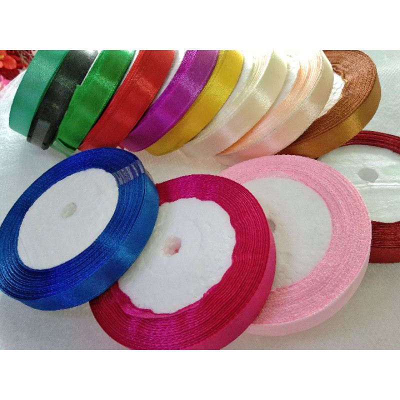 (25yard/roll) 1/2" satin ribbon 🎀 reben satin reben Hadiah reben bunga ...