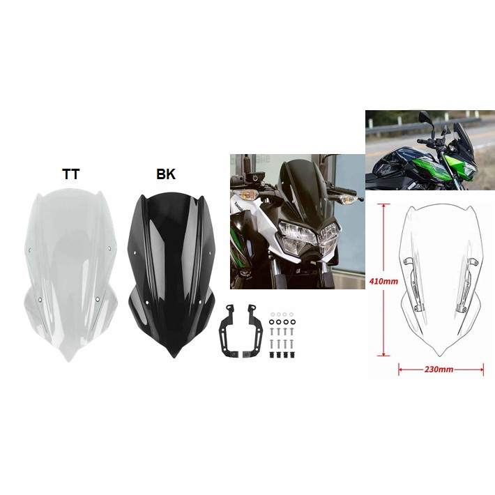 KAWASAKI Z250 WINDSHIELD 2019 WITH BRACKET AND SCREW | Shopee Malaysia