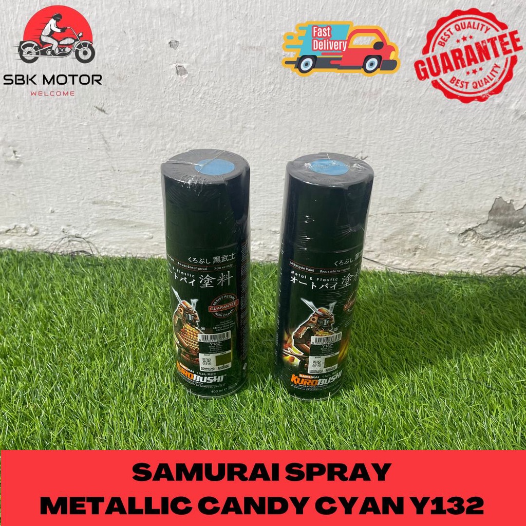 SAMURAI METALLIC CANDY MOTORCYCLE COLOUR SPRAY CYAN Y132 | Shopee Malaysia