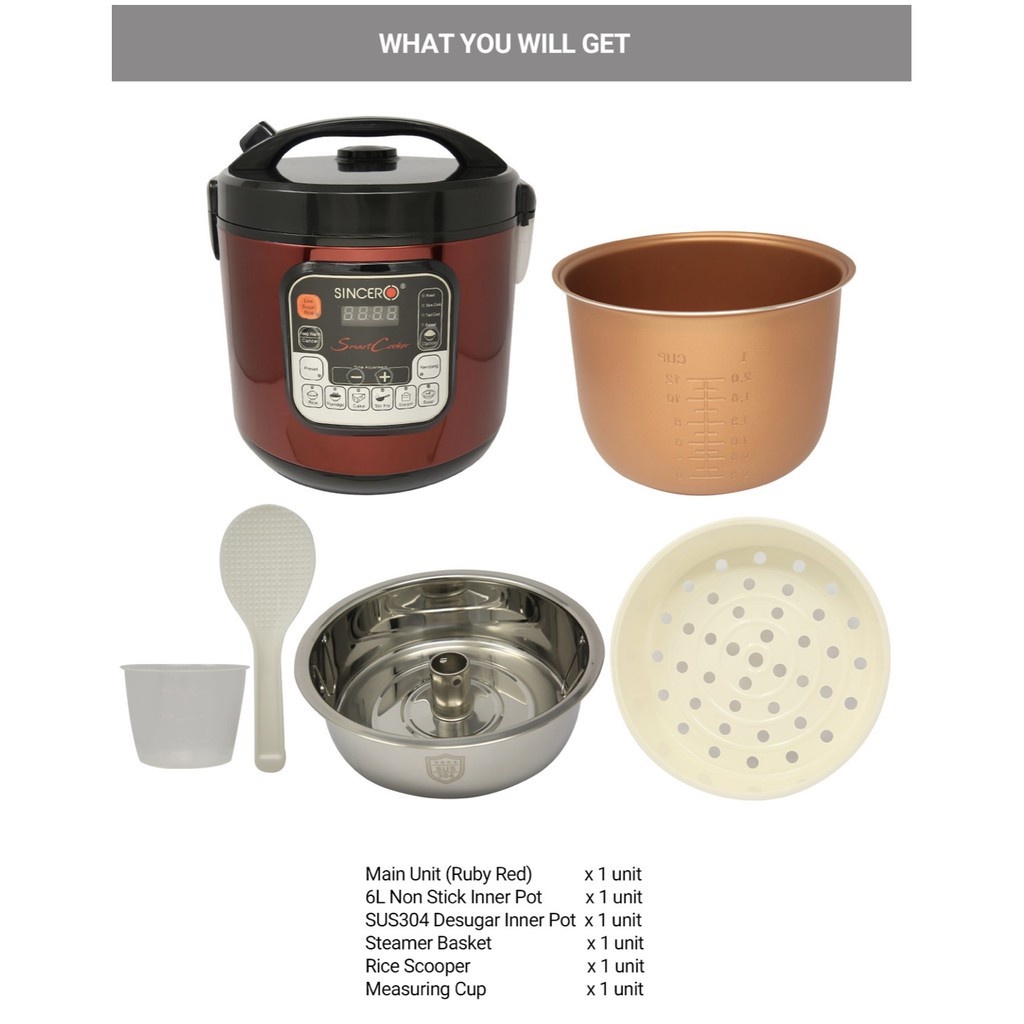 SINCERO Mutifuction low sugar Healthy rice Cooker RC900 Smart low sugar ...