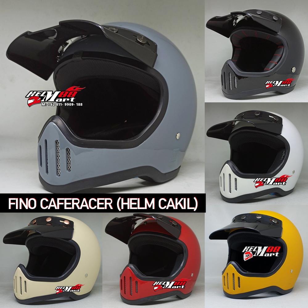FINO Cafe Racer Cakil Helmet Premium Cakil Fullface Helmet (FREE ...