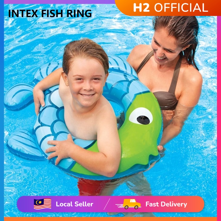 H2 INTEX 59222 Fish Tubes Inflatable Round Pool Swim Ring Kids Fun ...