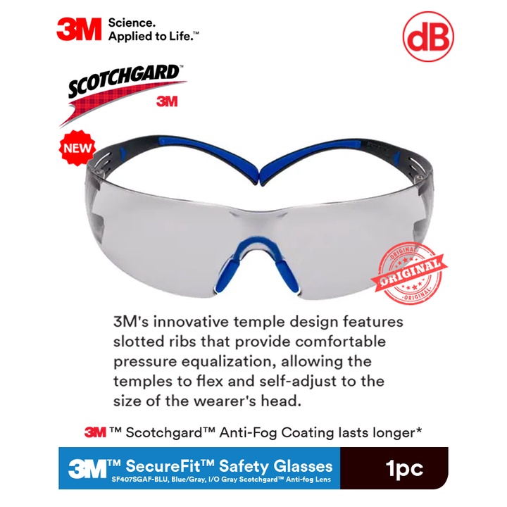 (Ready Stock) 3M SecureFit Safety Glasses SF407SGAF-BLU Scotchgard Anti ...