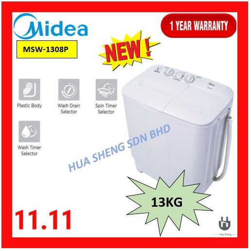 MIDEA 13KG SEMI AUTO WASHING MACHINE 13.0KG MSW-1308P | Shopee Malaysia