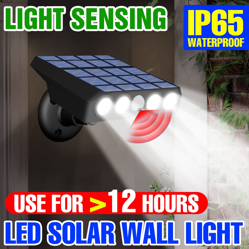 LED Solar Light Outdoor Wall Lamp Garden IP65 Waterproof Floodlight PIR Motion Sensor Area ...