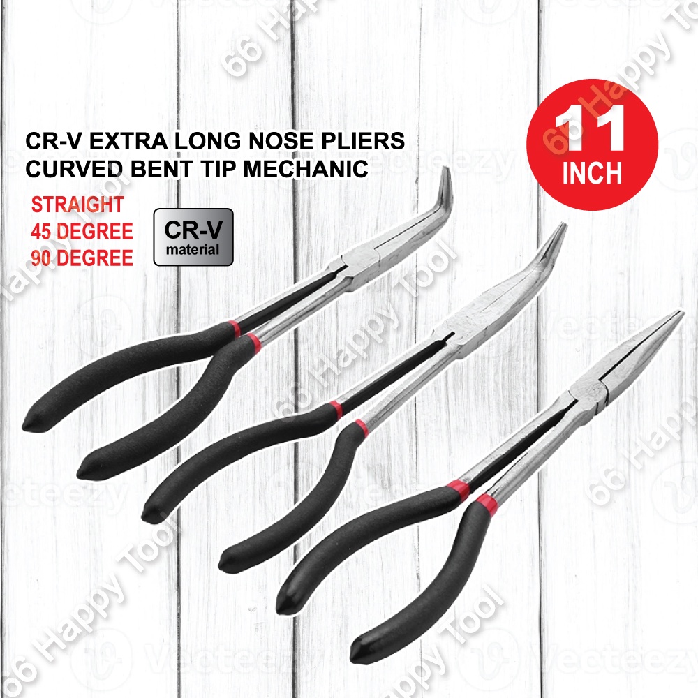 11" Inch CR-V Extra Long Nose Pliers Straight / 45 degree / 90 degree ...
