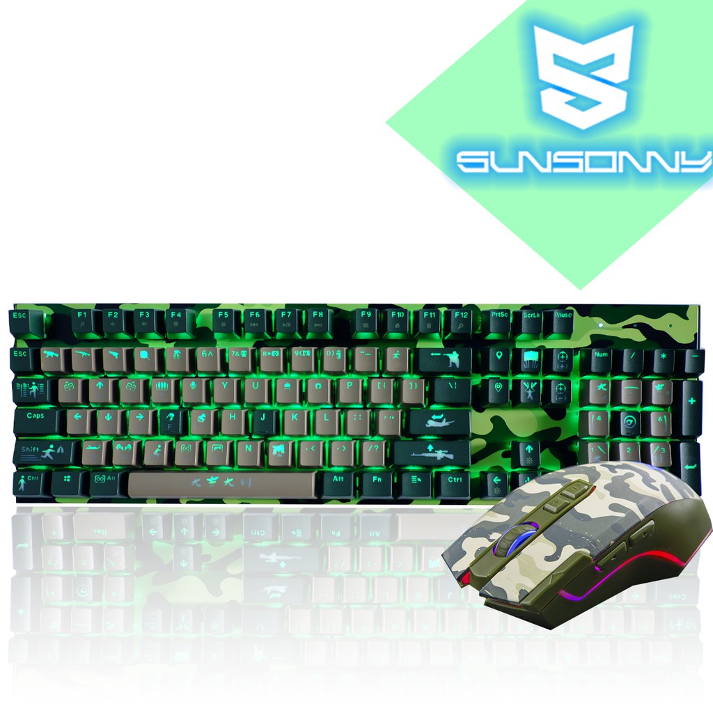 Sunsonny Hot-Swappable Mechanical Keyboard Pubg Keycaps Camouflage S ...