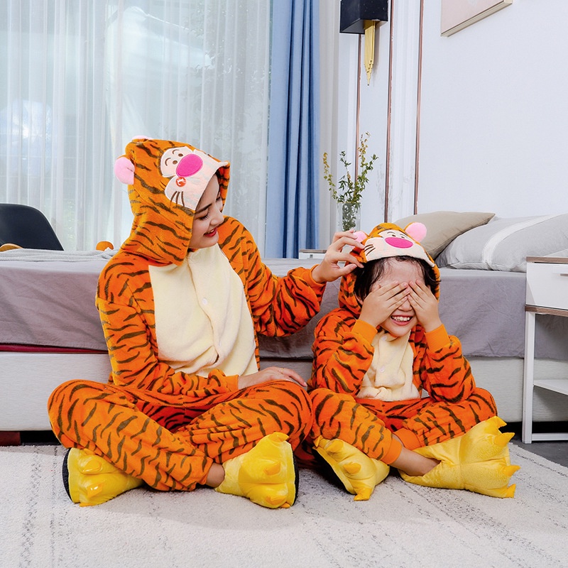 Adult Jumping Tiger Onesies Kigurumi Pajamas Totoro Costume Cartoon Stitch Animal Halloween ...