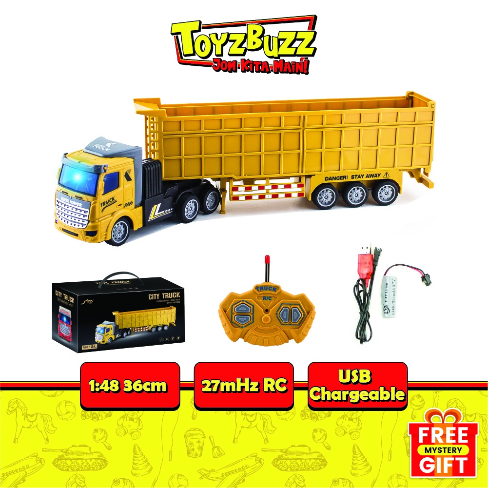 Toyz Buzz 1:48 Remote Control Yellow Truck (2D) Transporter Series W 4 functions, USB charger, 3 ...