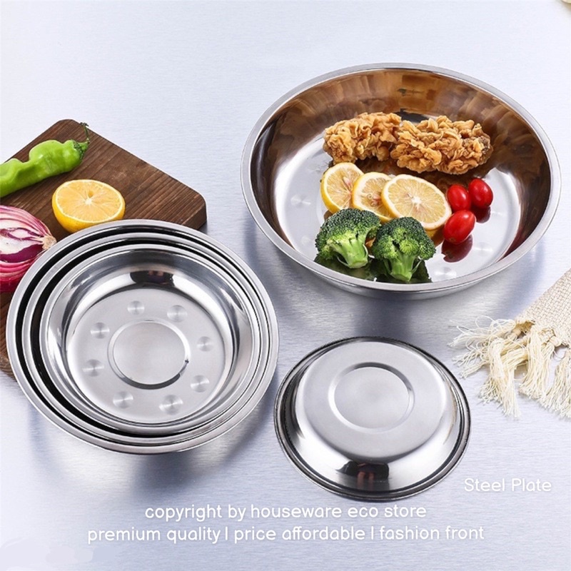 Premium Quality Stainless Steel Dining Serving Plate Set | Kitchen ...