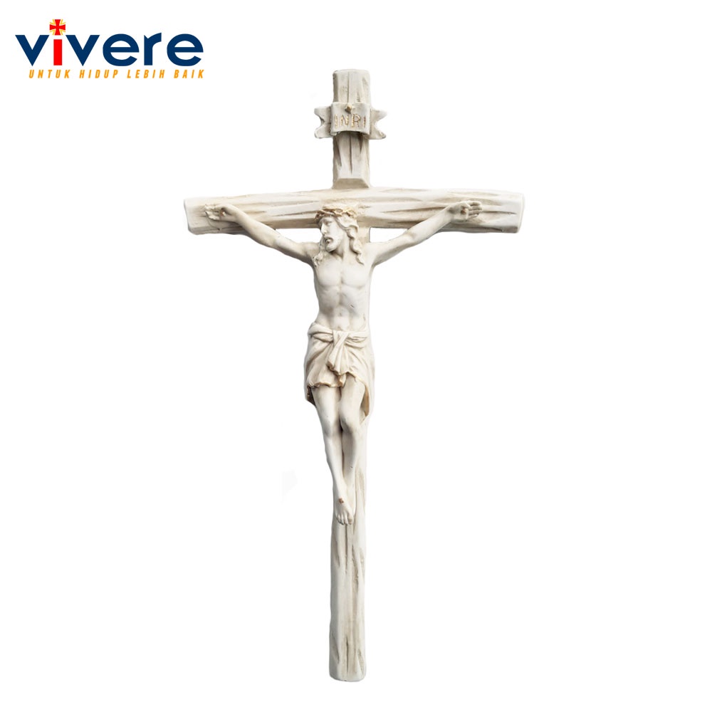 PUTIH KAYU Jesus Cross Wood Motif Ivory White Color 23 cm | Shopee Malaysia