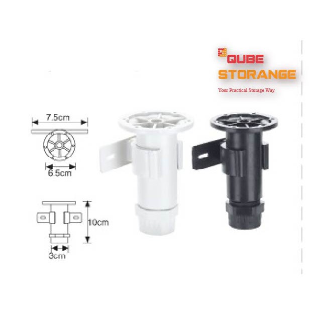 PVC ABS Cabinet Leg 4” Adjustable Height Furniture Bed Leg Feet Stand ...