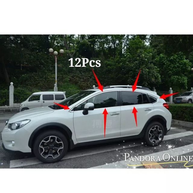 Subaru XV Car Chrome Door Window Pillar Trim Cover Molding Garnish 2012 ...